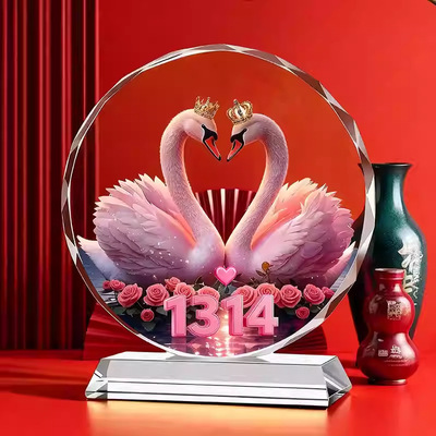 天鹅水晶摆件装饰品百年好合结婚礼物送新人高档摆台情人节礼物
