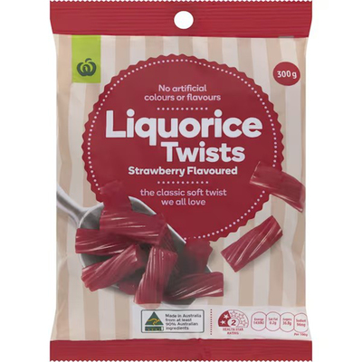 Woolworths Liquorice Twists Strawberry Flavoured 300g 糖果