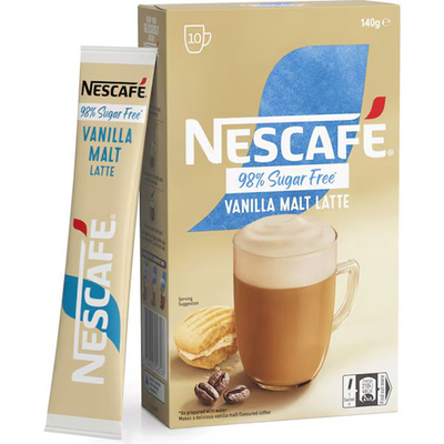 Nescafe 98% Sugar Free Vanilla Malt Latte Coffee  140g 咖啡