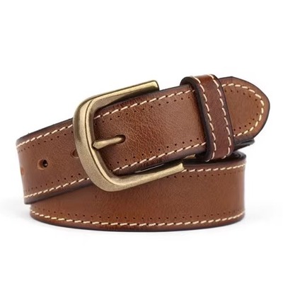 头层牛皮男铜扣美式复古