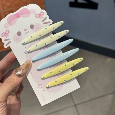 可爱马卡龙波点合金鸭嘴夹多巴胺糖果色少女碎发刘海夹百搭发夹