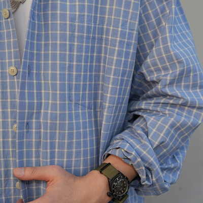 YONDER REALM 26SS 复古水洗格纹衬衫日本面料宽松休闲通勤百搭