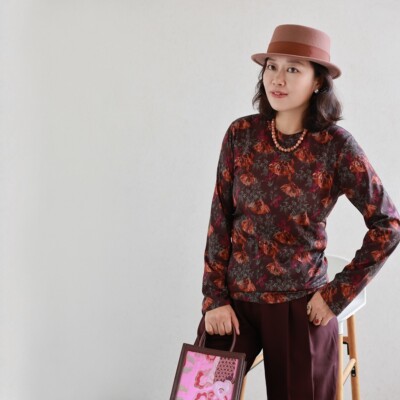 时尚印花高织棉女性秋季新款