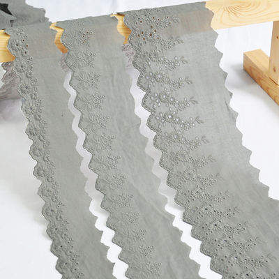 灰色纯棉刺绣花边辅料