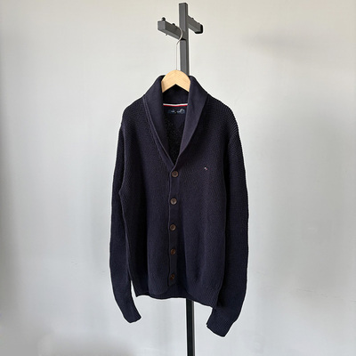 一等童品170-185纯元成人青果领全棉线衣男装加厚针织开衫毛衣