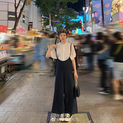 胸以下全是腿◆韩代kiwicandy 亚麻背带裤休闲裤D20405