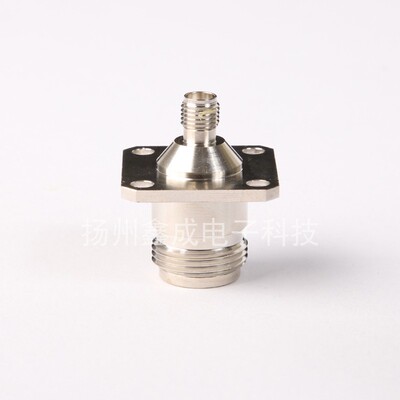 射频同轴连接器 N母转SMA母带法兰转接头N转SMA-KKF25*25方0~6GHZ