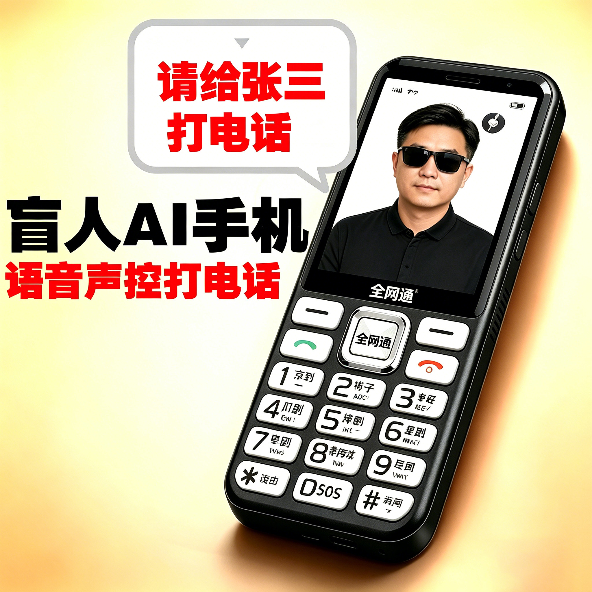 声控打电话盲人专用老人手机自动报时全语音王凸起按键微信视频新