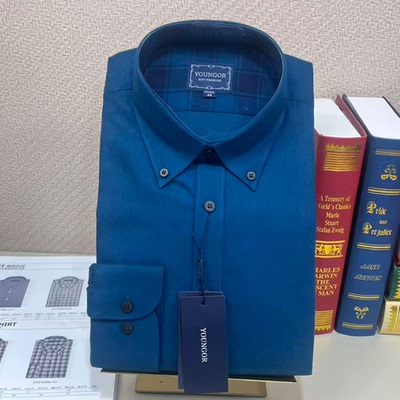 雅戈尔羊毛衬衫男长袖纯色男士