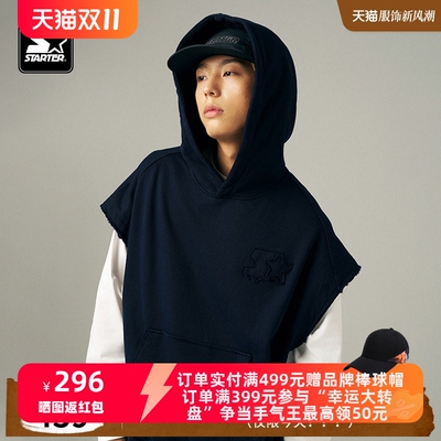 STARTER无袖卫衣2024秋季新款男女同款宽松休闲百搭套头连帽上衣