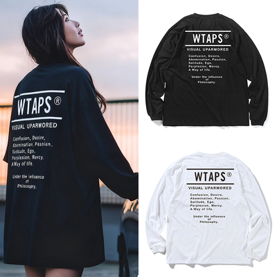 日系潮牌余文乐同款WTAPS联名长袖秋冬情侣纯棉宽慵懒松弛长T恤男