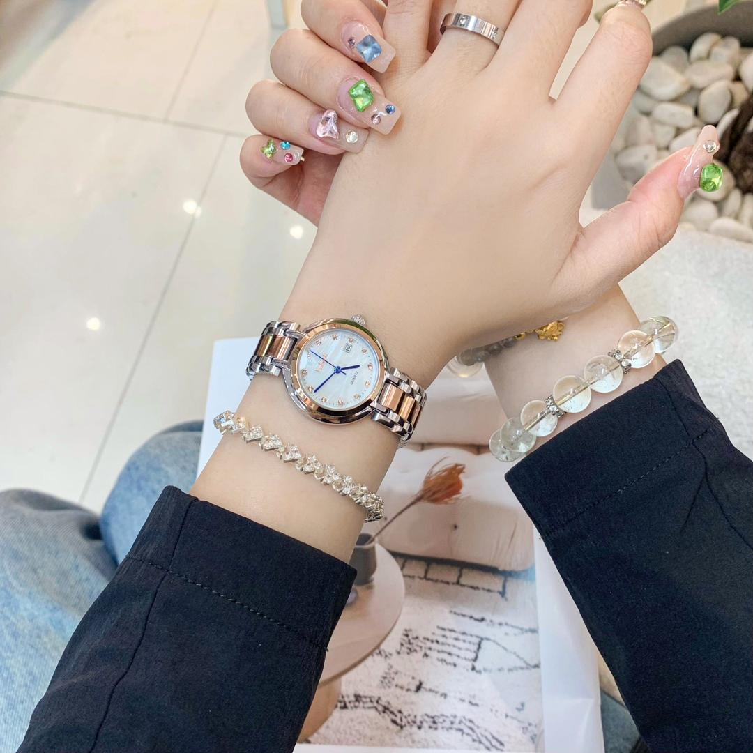正品经典时尚女士日历镶钻轻奢高端百搭防水精致石英潮流防水手表