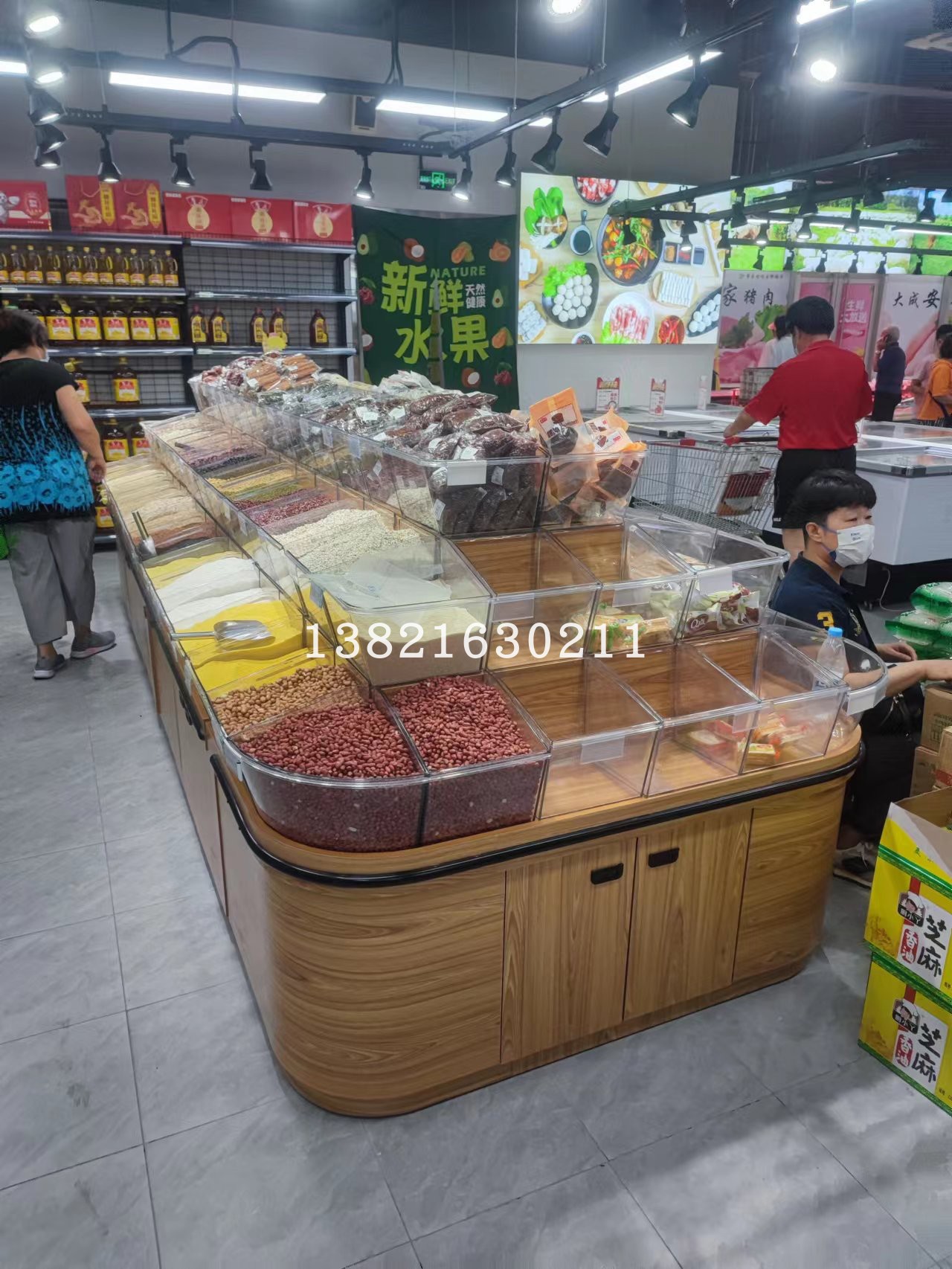 天津货架散装柜杂粮柜糖果柜零食货架干果柜超市展柜商超鸡蛋展柜