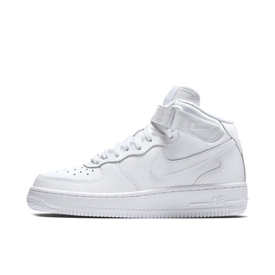 【六饼体育】NikeAirForce1合成革舒适百搭中帮儿童板鞋白