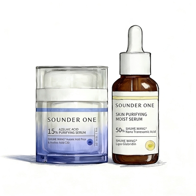 sounder one5%传明酸高浓度渗透纳米包裹&15%壬二酸去痘控油搭档