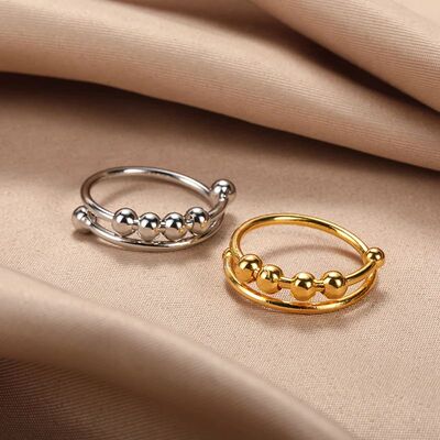 Vintage Beads Rings Finger for Women Rotate Freely Anti Sss
