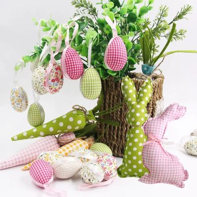 1pack Green Pink Easter Eggs Fabric Rabbits Carrots For East