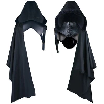 Medieval Vintage Gothic Knight Armour Black One Shoulder Clo