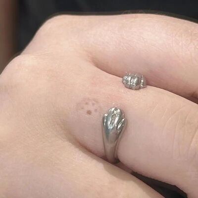 Cat Paw Print Ring Fantastic Cat Imprint Silver Color Simple