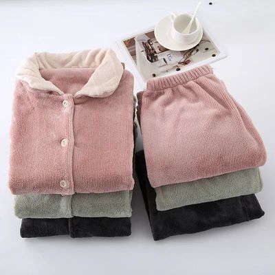 Couple Thickened Coral Fleece Home Clothes Autumn Winter Wom