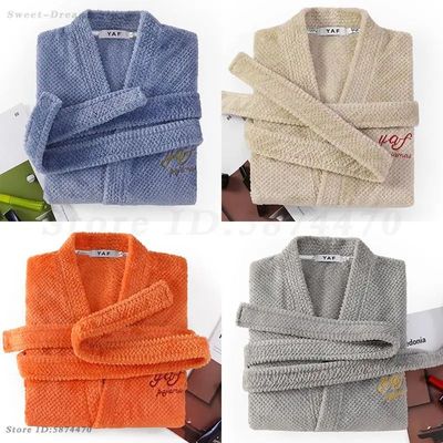 Thickened Flannel Men Robe Sleepwear Couple's Autumn Winter
