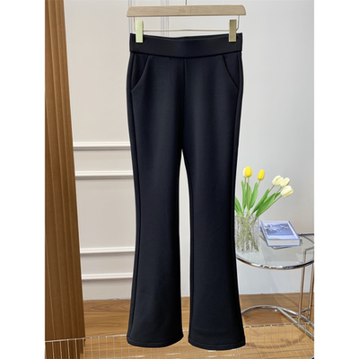 显高显腿长加绒喇叭小黑裤