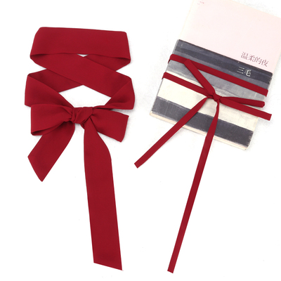 大红色雪纺装饰衬衣蝴蝶结腰带