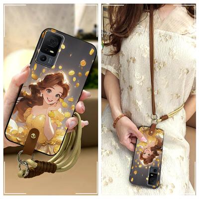 适用TCL 40XL/40T/T608D/Lively Jitterbug Smart4手机壳硅胶可爱卡通双色女款手提质感挂脖简约软壳数码情侣