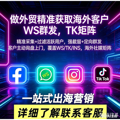 外贸客户开发软件海外社媒引流拓客软件TK ins FB WS矩阵短视频