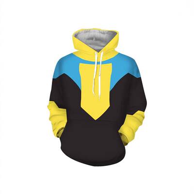 跨境新品invincibl4无敌少侠马克cosplay3D印花休闲连帽卫衣学生