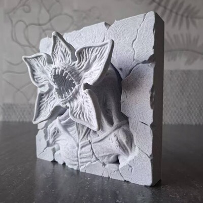 跨境新品3D打印怪奇物语食人花浮雕仿真大理石Demogorgon手办模型