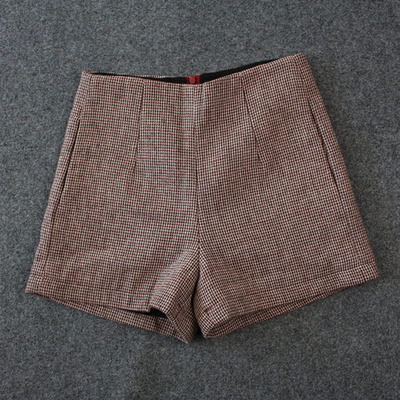 艾格春季甜美休闲百搭红色羊毛毛呢短裤