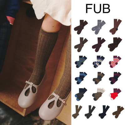 Little 丹麦FUB FW26秋冬儿童婴幼儿羊毛条纹短袜膝盖袜中筒袜