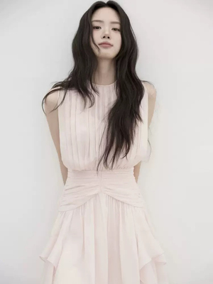 现货PREON工厂自制夏季新款精致优雅人间富贵花收腰显身材连衣裙