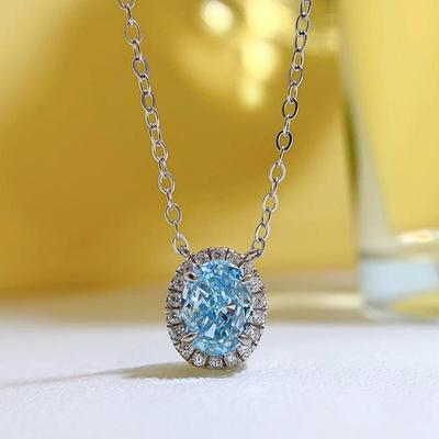 洛熙寺珠宝 新款S925银雷迪恩6*8mm椭圆吊坠女高碳钻吊坠 欧美ins