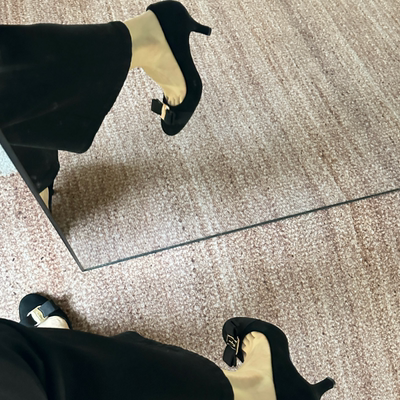 2025秋季小鱼家原创古早味蝴蝶结真皮浅口高跟鞋