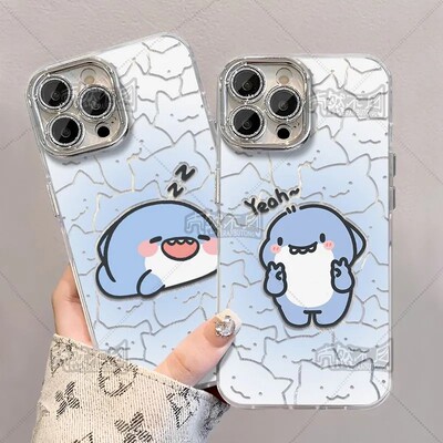 Q萌肥肥鲨可爱羽纱手机壳适用VIVOY77E红米k60苹果iQOO10一加vivo