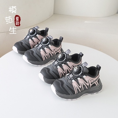 女童单里加绒二棉运动鞋2025秋冬季新款旋转纽扣时尚潮流百搭鞋子