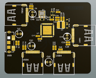 GL3523 USB HUB电路设计原理图PCB USB3.1 USB3 HUB电路图PCB