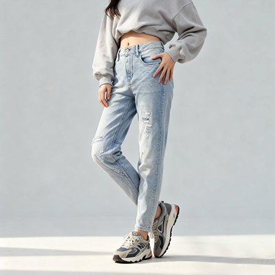 小瑕超值ABLEJEANS女锥形牛仔裤