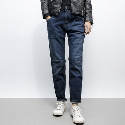 深色牛仔裤女士宽松显瘦长男友裤