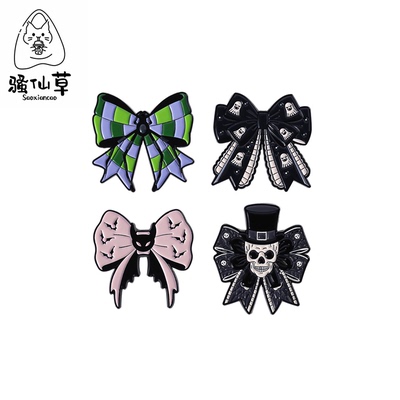 朋克甜酷蝴蝶结合金胸针徽章饰品