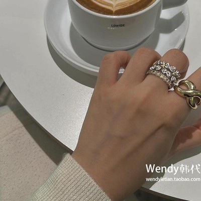 韩国代购设计师S_S.IL 小雏菊四叶草戒指925银ssil