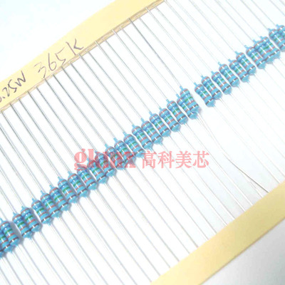 高科美芯 金属膜电阻1/4W 0.25W 365K 色环电阻精度1% 100个6元