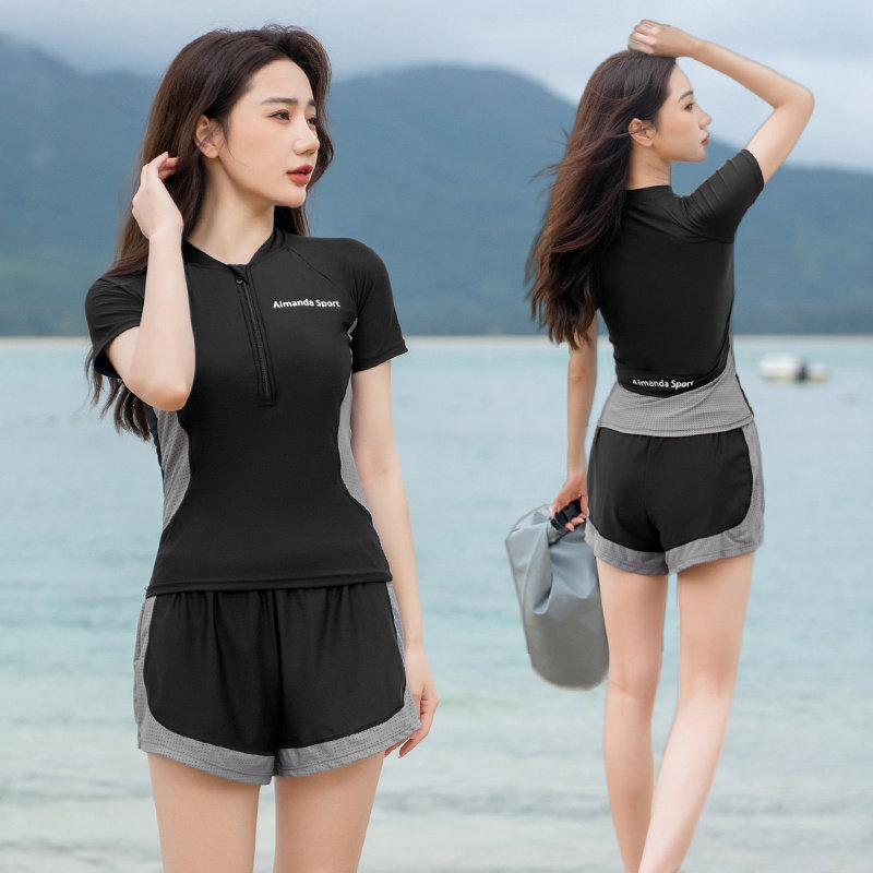 泳衣女款泡温泉遮肚显瘦大码保守高级感分体游泳装运动女士游泳衣