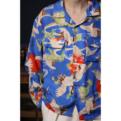 古巴领夏威夷长袖衬衫