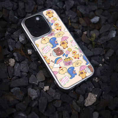 萌宠乐园电镀玻璃黑框磨砂手机壳适用苹果iphone17promax华为OPPORENO12小米17PROMAXOPPORENO13华为PURA70PR