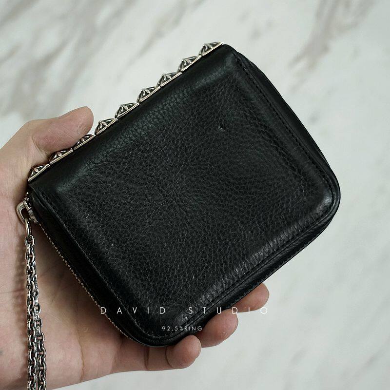 David S925纯银拉链吊坠十字架高逼格潮流情侣男女款钱包手拿包_虎窝淘