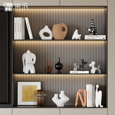 现代北欧高级感电视柜摆件轻奢客厅酒柜壁龛开放格小众艺术装饰品