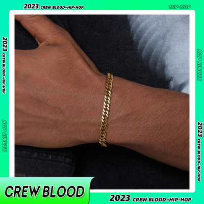 喜平手链古巴手链钛钢金色